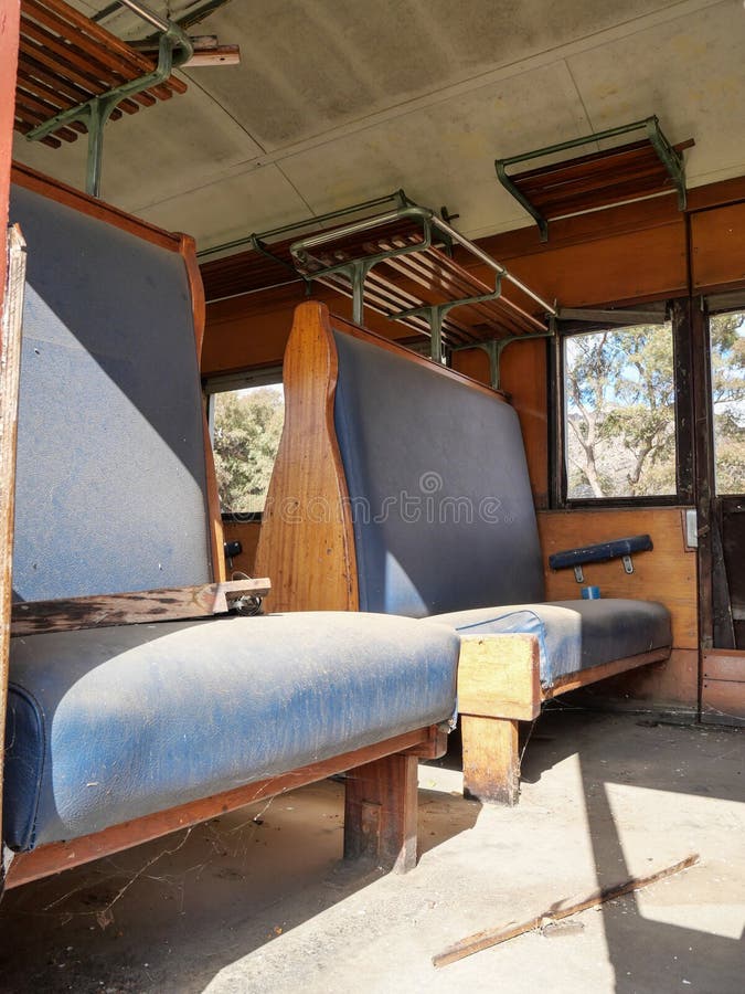 Vertical Image of Inside of an Old Dilapidated Railway Passenger ...