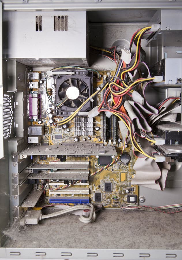 Inside of the Old, Disassembled, Covered with Dust Computer Stock Image ...