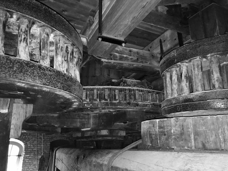 Inside an Old Dutch Windmill Stock Image - Image of grindingsystem ...