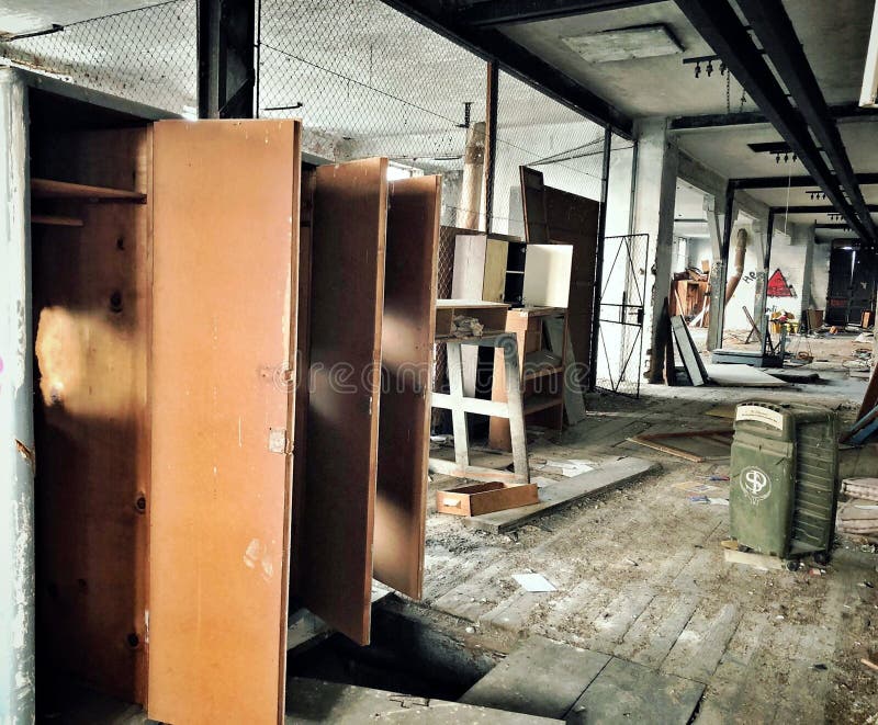 Inside an Old Factory Outside the City Stock Image - Image of steel ...