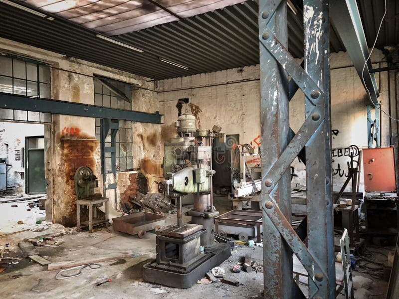 Inside an Old Factory Outside the City Stock Image - Image of equipment ...