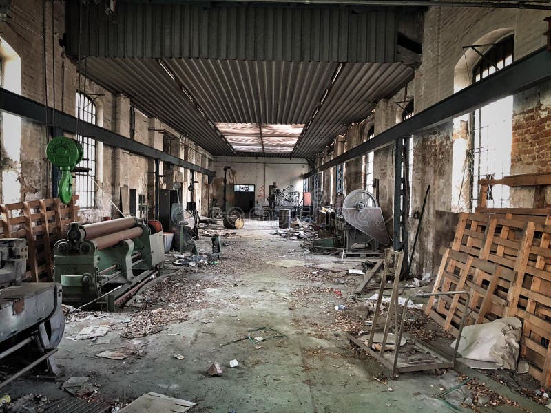 Inside an Old Factory Outside the City Stock Image - Image of equipment ...
