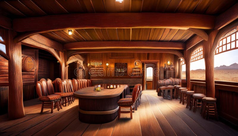Inside an Old Far West Saloon, AI Generated Stock Illustration ...