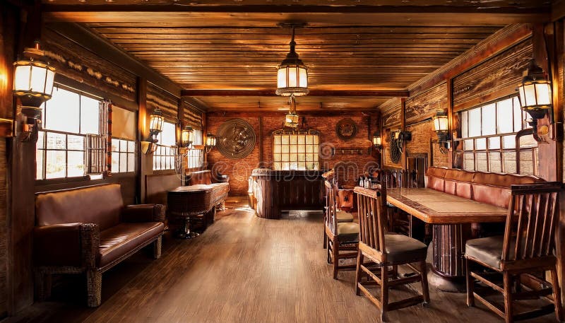 Inside an Old Far West Saloon, AI Generated Stock Illustration ...