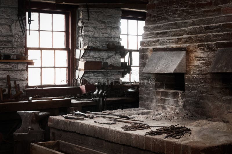Inside the Old Forge stock photo. Image of interior - 356806300