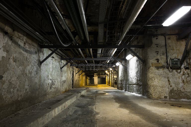 Inside an Old Industrial Building, Basement Stock Photo - Image of deep ...