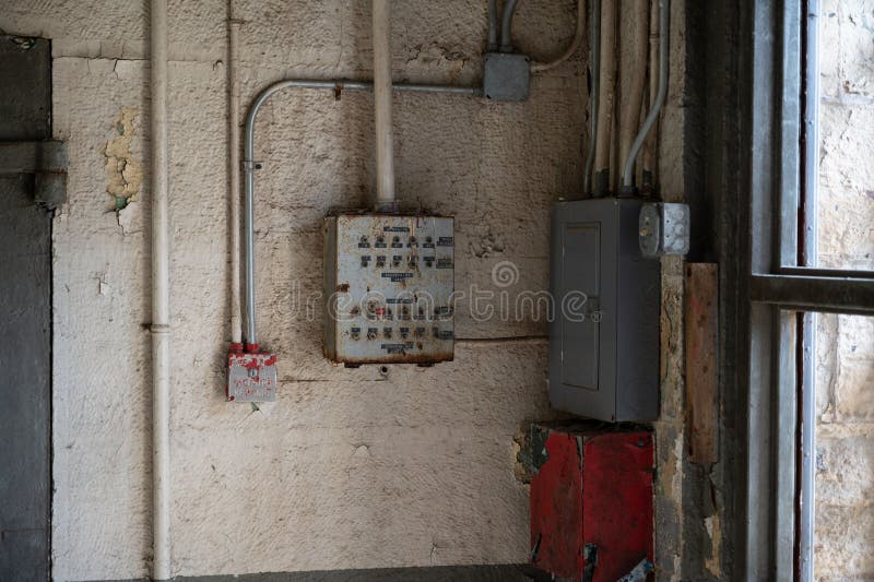 Inside of an Old Joliet Prison with a Red Box and a Variety of ...