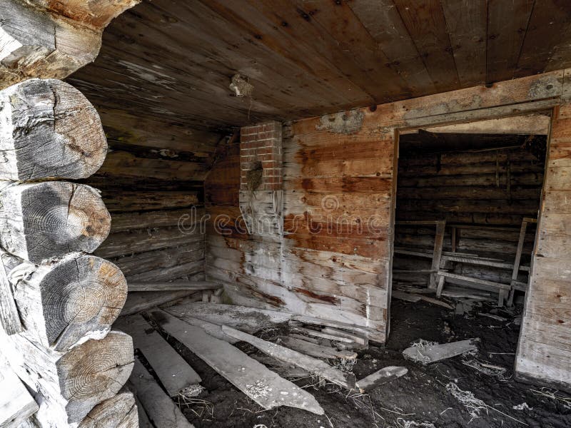Inside of an Old Log Barn with Log Ends Stock Image - Image of rustic ...