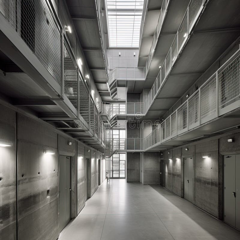 Inside in an old prison stock illustration. Illustration of prison ...