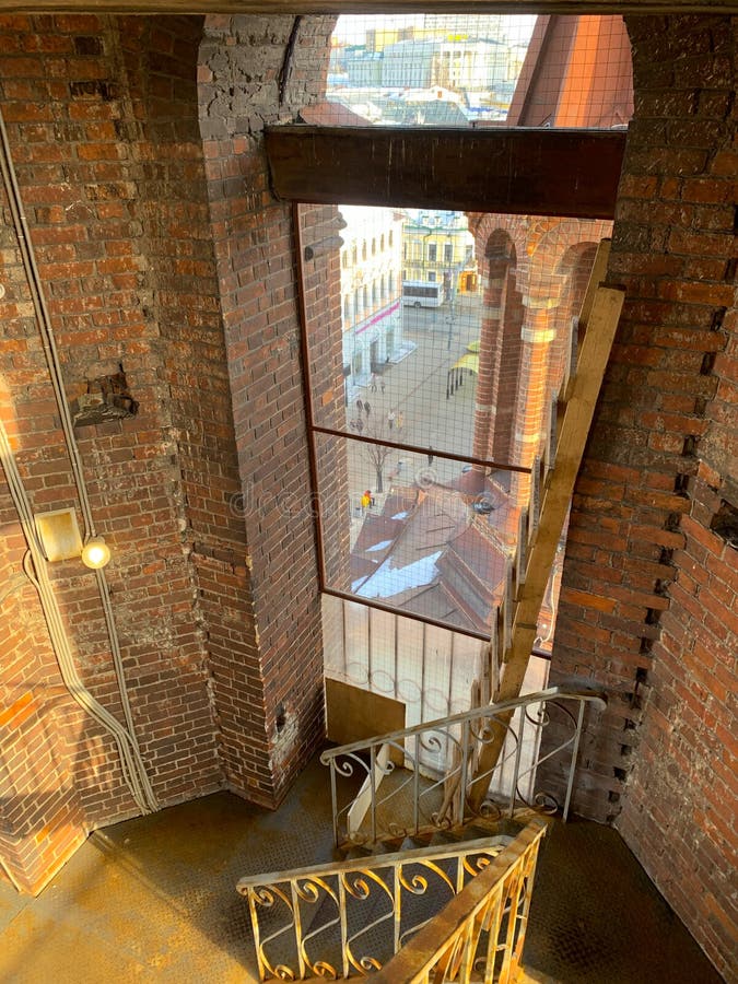 Inside Old Red Bricked Tower Stock Image - Image of vintage, high ...