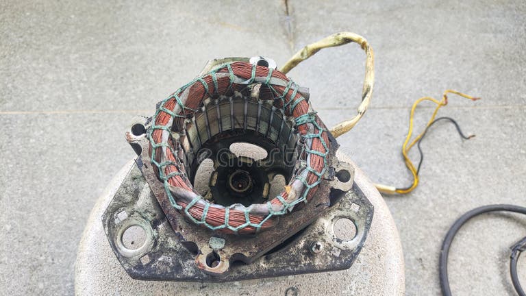 The Inside of the Old and Rusty Dynamo is a Coil of Wire on the Dynamo Stock Image - Image of ...