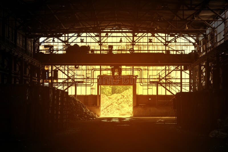 Inside Old Steel Factory, Production Industry Hall Stock Photo - Image ...