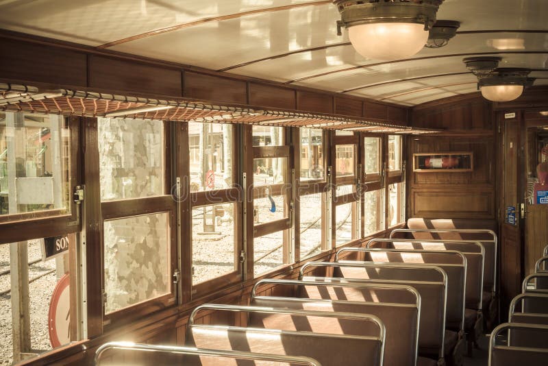 Inside the Old Train in Soller Stock Photo - Image of elegant ...