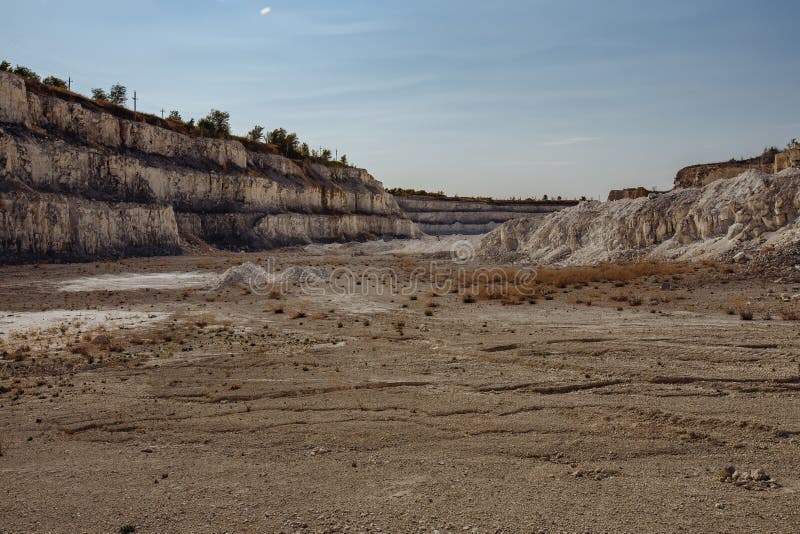Inside Open Chalky Quarry Pit in Autumn Stock Photo - Image of ...