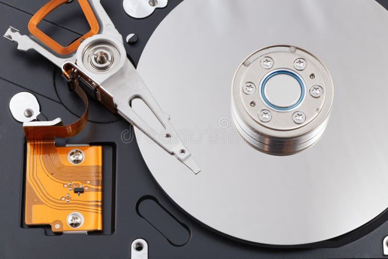 Inside Opened Hard Disk Drive (HDD) Stock Photo - Image of clean ...