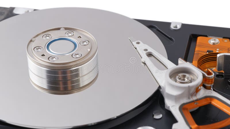 Inside Opened Hard Disk Drive (HDD) Stock Photo - Image of inside ...