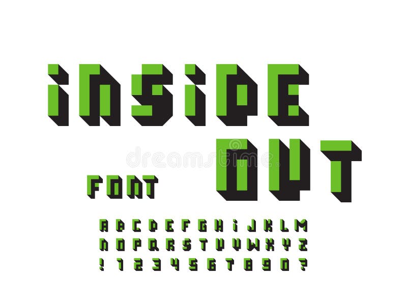 Inside Out Font. Vector Alphabet Stock Vector - Illustration of number ...