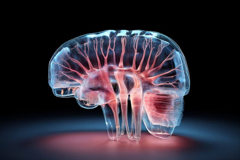 Inside-Out View: 3D Medical Illustration of Human Skull and Internal ...