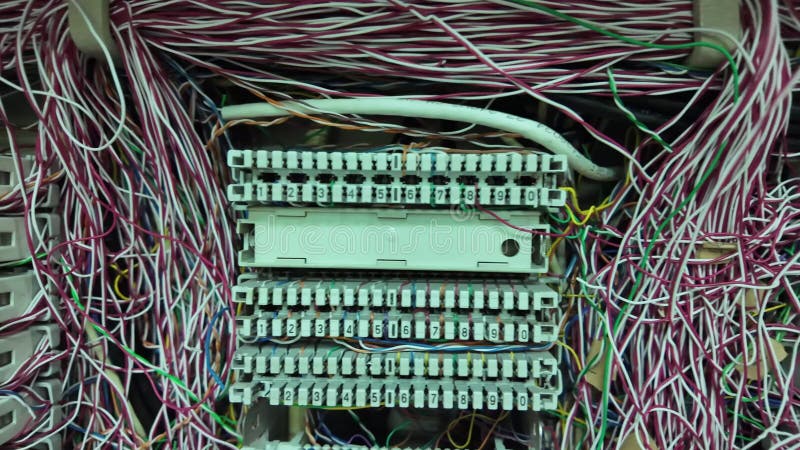 Inside a PABX Telephone Booth that Has a Number of Connecting Cables in ...