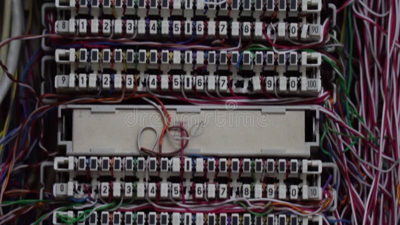 Inside a PABX Telephone Booth that Has a Number of Connecting Cables in ...