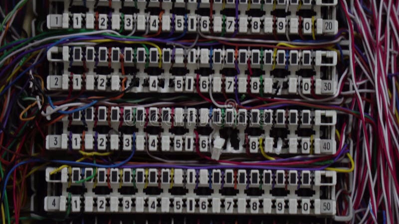 Inside a PABX Telephone Booth that Has a Number of Connecting Cables in ...