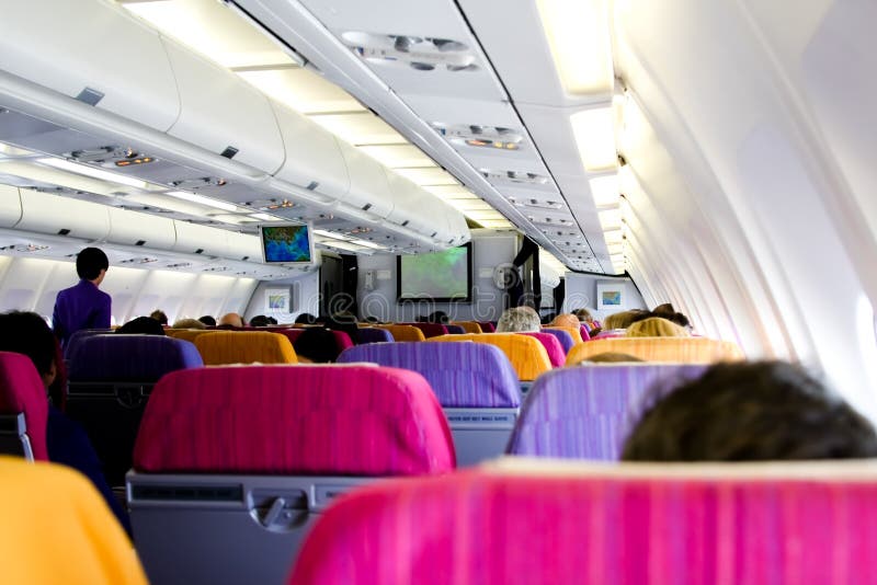 Inside passenger airplan stock photo. Image of airplan - 49044142