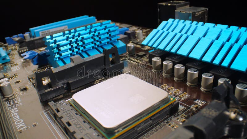 Inside the Pc. Close View at Computer Motherboard Stock Video - Video ...