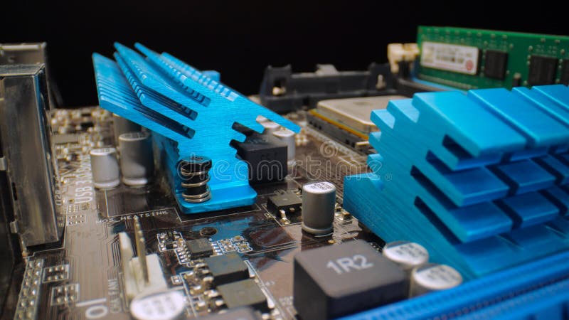 Inside the Pc. Close View at Computer Motherboard Stock Video - Video ...