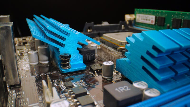 Inside the Pc. Close View at Computer Motherboard Stock Video - Video ...