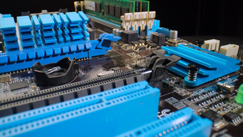 Inside the Pc. Close View at Computer Motherboard Stock Video - Video ...