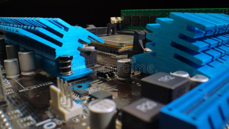 Inside the Pc. Close View at Computer Motherboard Stock Video - Video ...