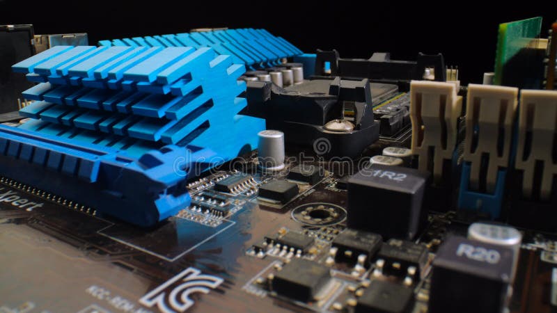 Inside the Pc. Close View at Computer Motherboard Stock Video - Video ...