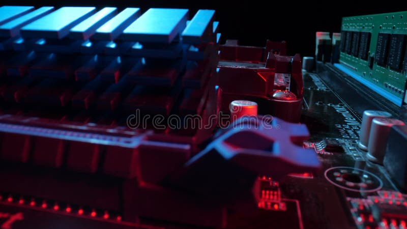 Inside the Pc. Close View at Computer Motherboard Stock Video - Video ...