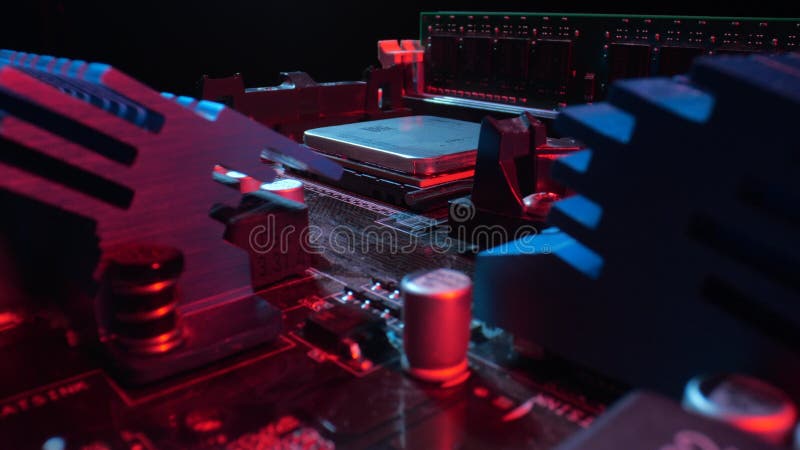 Inside the Pc. Close View at Computer Motherboard Stock Video - Video ...