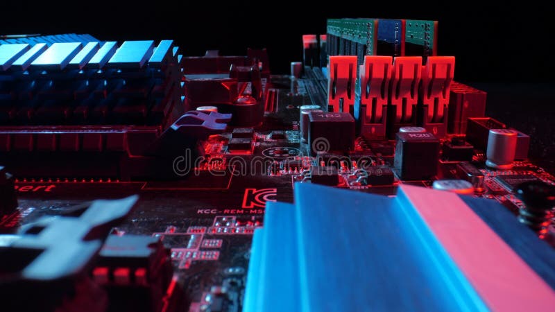 Inside the Pc. Close View at Computer Motherboard Stock Video - Video ...