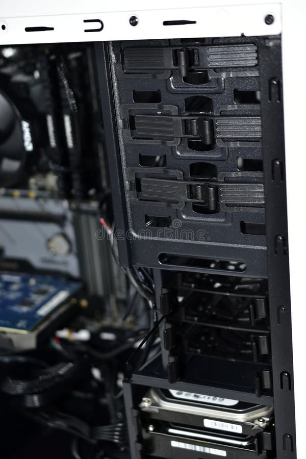 Inside a PC, Hard Drives, Leads and Compartments Stock Photo - Image of ...