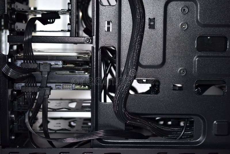 Inside a PC, Hard Drives, Leads and Compartments Stock Image - Image of ...