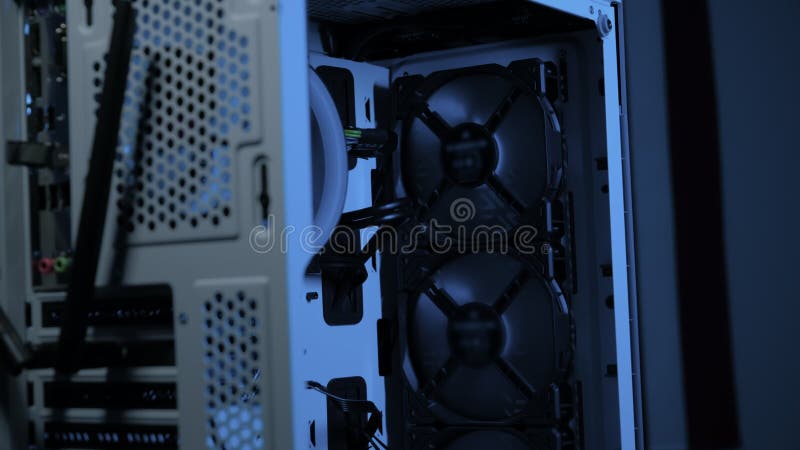 Power on of Personal Computer, Cooling Unit with the Fan of the Stylish ...