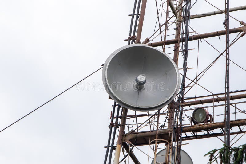 Inside Perspective of a Tall Communications Tower Stock Image - Image ...
