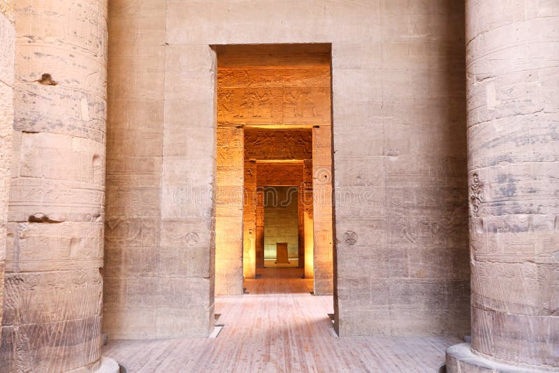 Inside of Philae Temple in Aswan, Egypt Stock Photo - Image of monument ...