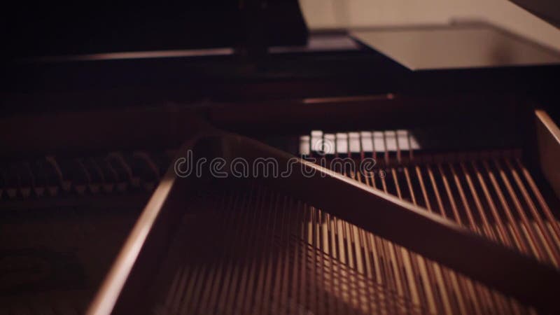 Inside a Piano with Camera Movement. Shallow Depth of Field Stock ...