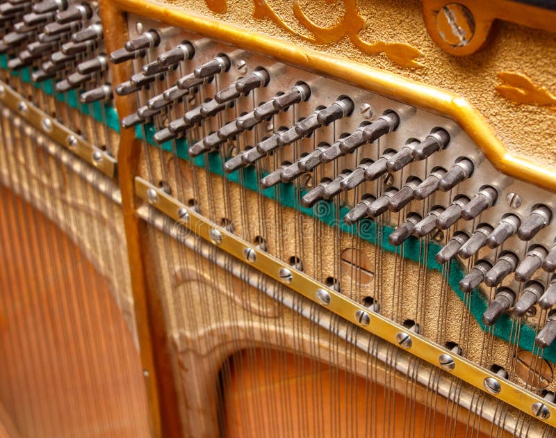 The Inside of a Piano, with a Close Up of the Strings Stock Photo ...