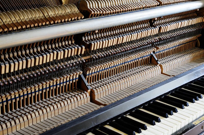 Inside the Piano: String, Pins and Hammers Stock Image - Image of tone ...
