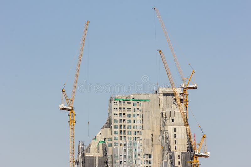 Inside Place for Many Tall Buildings Under Construction and Cranes ...