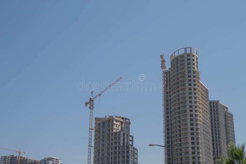 Inside Place for Many Tall Buildings Under Construction and Cranes ...