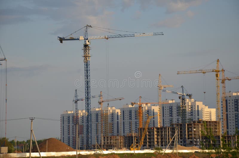 Inside Place for Many Tall Buildings Under Construction and Cranes ...
