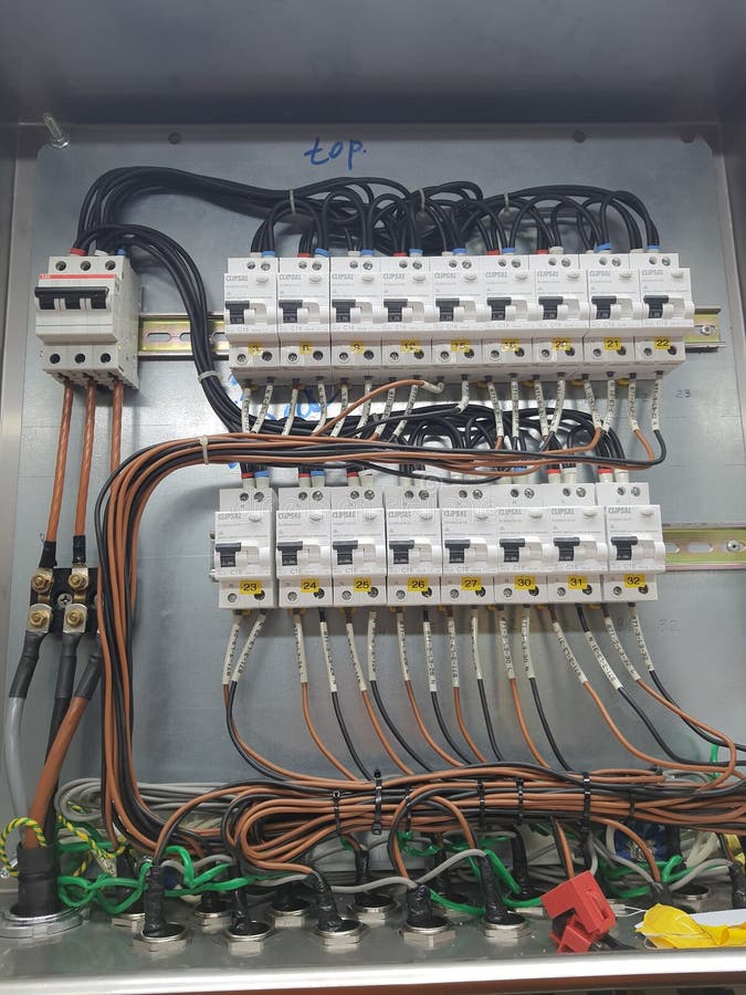 Inside of Power Distribution Panel for Socket Outlet 220 V with 16 a ...