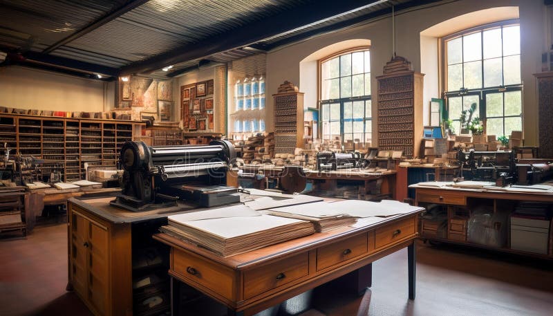 Inside a Printer S Workshop, AI Generated Stock Illustration ...