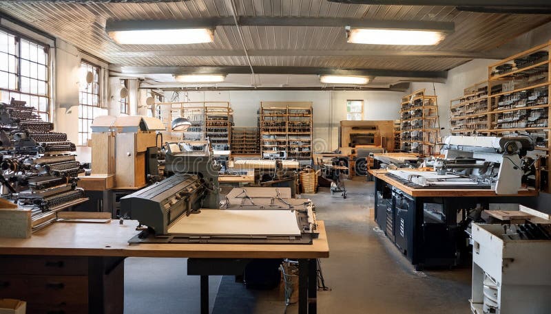 Inside a Printer S Workshop, AI Generated Stock Illustration ...