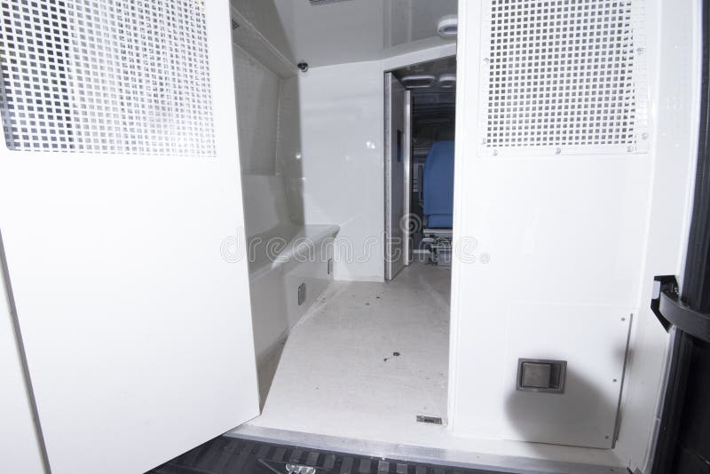 The Inside of a Prisoner Transport Car Stock Photo - Image of blue ...